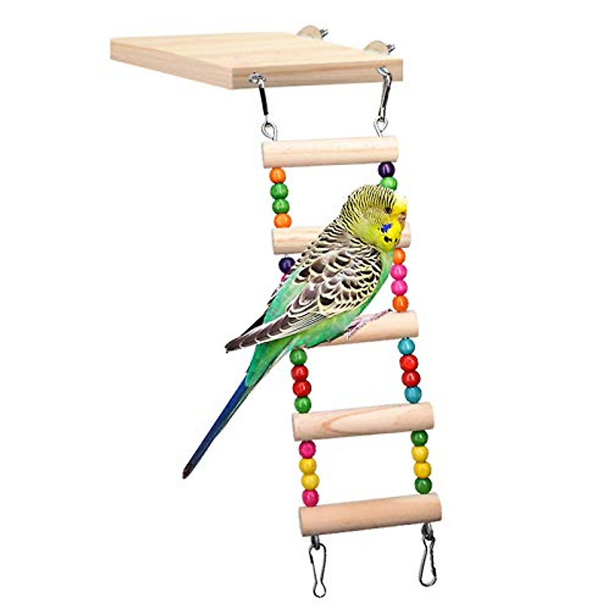 FUCHU Wooden Parrot Hamster Climbing Ladder Swing Play Toys Set Birds Hanging Bridge Exercise Perch Stand Platform Cage Accessories for Lovebirds Gerbil Rat Chinchillas Squirrel