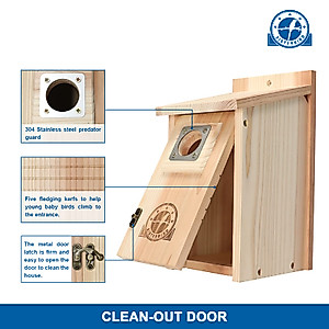 SISTERBIRD Bird Houses for Outside 1-1/2” Entrance Hole Cedar Birdhouses with Metal Guard Outdoor Bluebird Wren Swallow Finch Asssembly Required