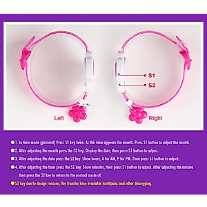 Kids Watch Girl Flower Shape Watch Novelty Cartoon Digital Watch 1144 (pink1)