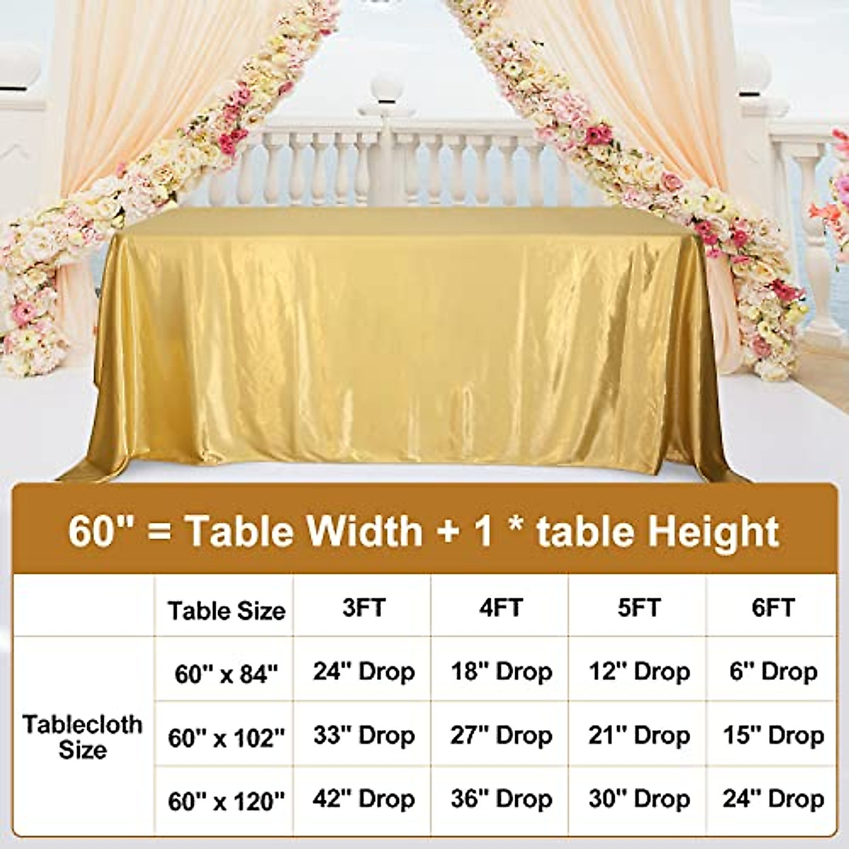 Spotjoy Sequin Rectangle Tablecloth 60 x 84 Inch, Sparkle Glitter Table Cloth for Parties, Decorative Shiny Tablecloths for Wedding Birthday Banquet, Gold
