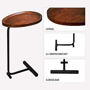 MENYCNJ C shaped table for safa Small C Side Table for Living Room and Small Spaces- Easy Assembly, C Shaped Round End Table for Couch and Bed, Night Stand for Bedroom, Wood/Black