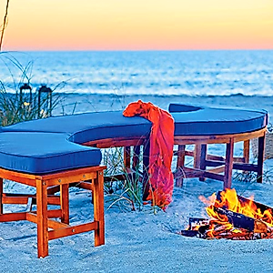 Solid Wood Fire Pit Curved Bench 44" Outdoor Garden Patio