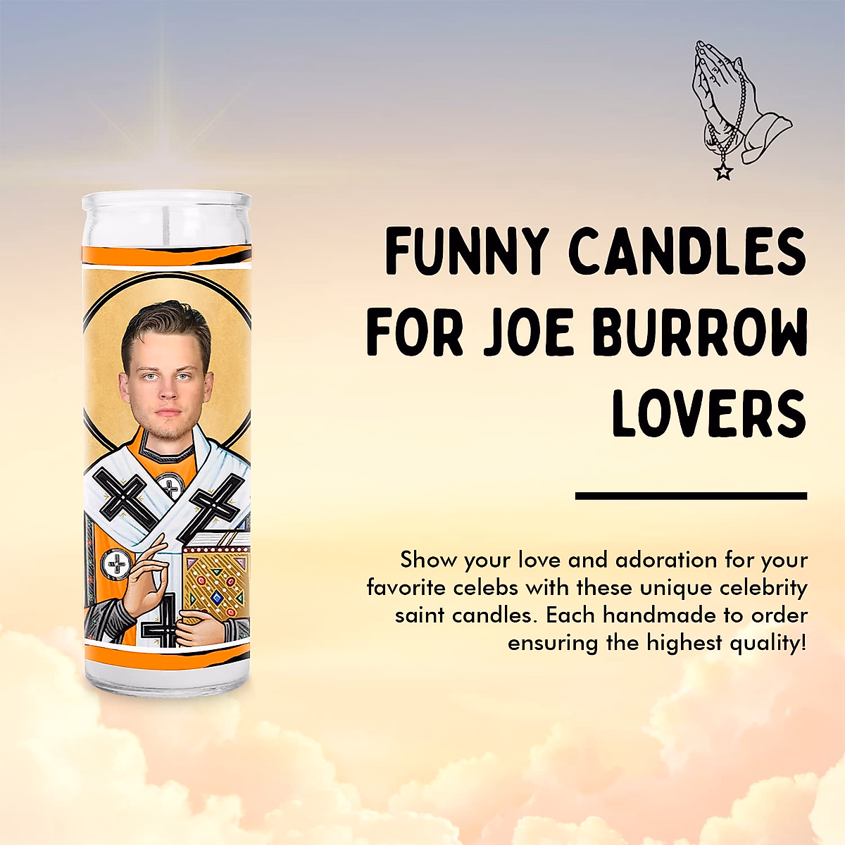 Joe Celebrity Candle - Joey B Saint OH Candle - Ohio Votive Glass Jar Candles - Cincy Lovers Devotional Candles - Handmade Soy Wax - Unique Cincinnati Novelty Gift for Football Lovers