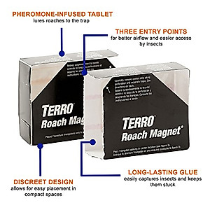TERRO T256SR Poison Free Roach Magnet Trap and killer with Exclusive Pheromone Technology - Kills Ants, Spiders, Scropions, Silverfish, Crickets, and More - 24 Traps