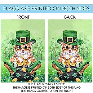 Toland Home Garden 1010806 Clover Kitty St Patricks Day Garden Flag 28x40 Inch Double Sided for Outdoor St Pats House Yard Decoration