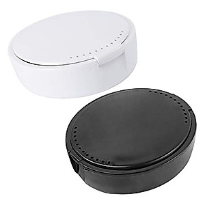 FALOME 2pcs Denture Case Denture Bath Box Denture Retainer Container False Teeth Storage Box with Mirror