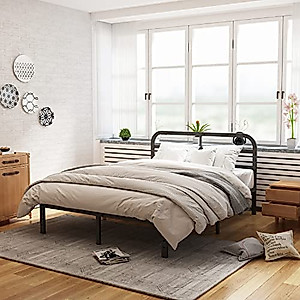 ZIYOO California King Bed Frame with Headboard, Heavy Duty Platform Bed Frame, No Box Spring Needed, Noise Free, Under Bed Storage Space, Black (Cal King)