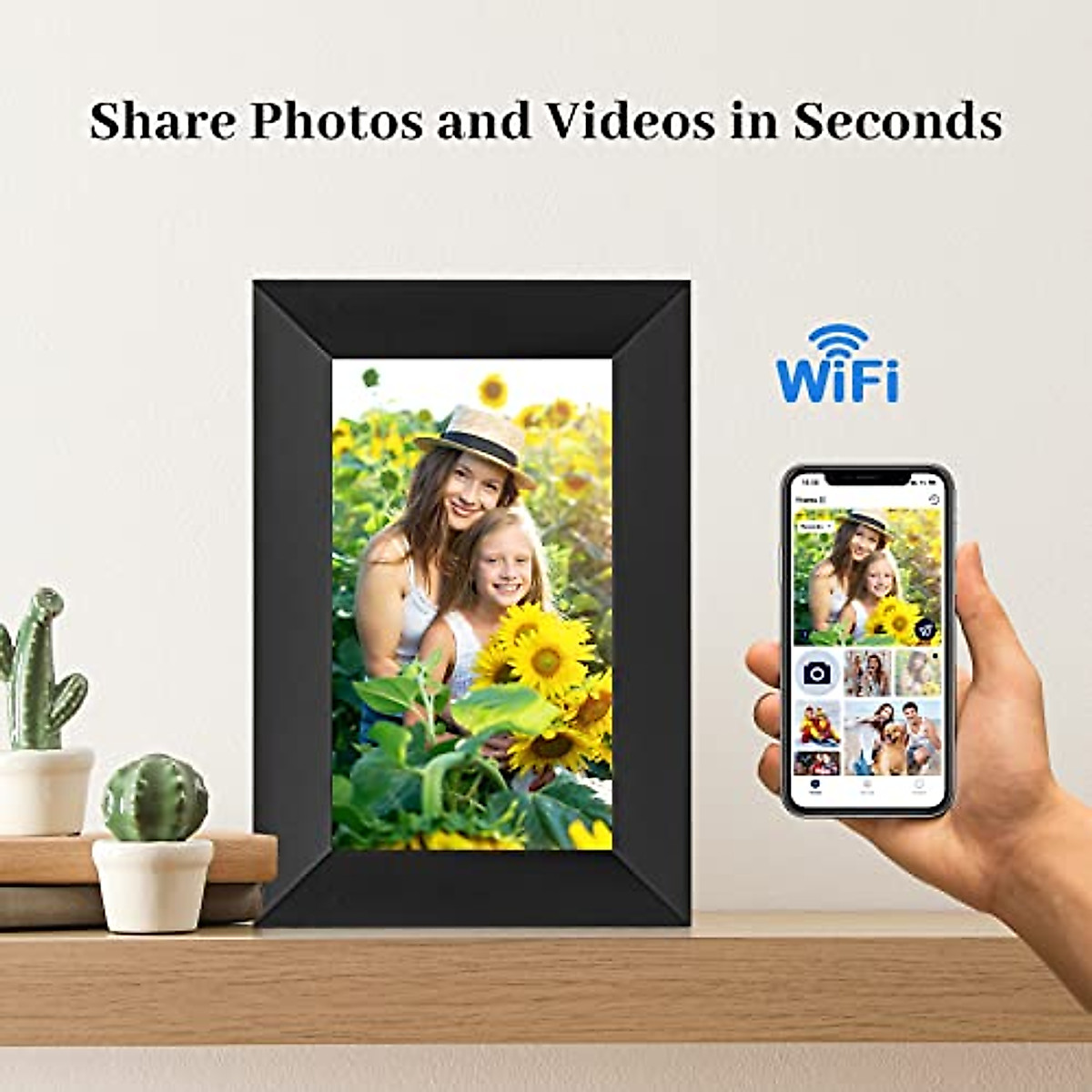 Digital Picture Frame, Humblestead 7 Inch WiFi Digital Photo Frame with 1024 * 600 IPS HD Touchscreen, Effortless One Minute Setup, Share Photos and Videos Instantly from Anywhere via App
