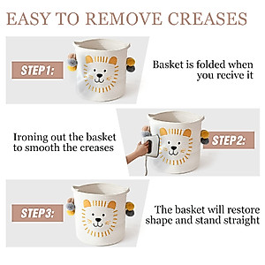 INough Toy Storage Baskets Cute Laundry Basket with Handles Dog Toy Storage Basket Durable Large Cotton Rope Storage Bins Home Organizer Solution for Office, Bedroom, Closet, Toys & Laundry (Lion)