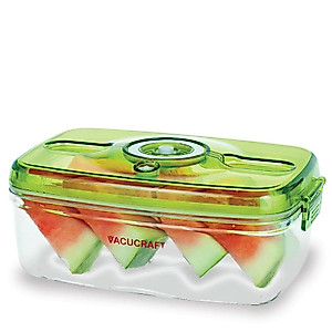 Vacucraft Plastic Food Storage Containers with Airtight Lids - Rectangle - 3 Pack - Great for Vegatables, Fruits and Meats - Keeps Food Fresh Longer - Vacuum Seal Containers for Food
