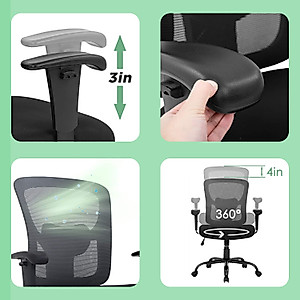 BestOffice Big and Tall Office Chair 500lbs Desk Chair Mesh Computer Chair with Lumbar Support Wide Seat Adjust Arms Rolling Swivel High Back Task Executive Ergonomic Chair for Home Office (Grey)