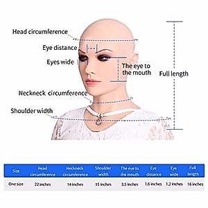 EQAIWUJIE Crossdressing fake face for Transgender Halloween Cosplay Realistic Handmade Silicone Head for Crossdresser(Ivory)