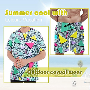 Arssm Men's 2 Pieces 80s 90s Outfit Vintage Shirts and Shorts Set Beach Suit Quick Dry Tracksuits for Retro Summer Party(Green-L)