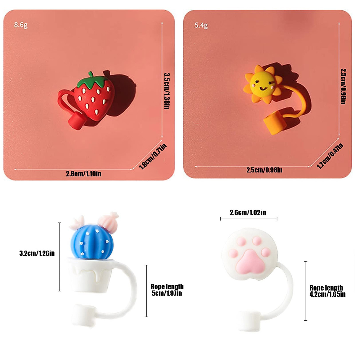 Straw Covers for Stanley Cup, Straw Toppers for Tumblers, Reusable Straw Covers, 6Pcs Reusable Drinking Straw Toppers, Straw Plug For Home Kitchen Bar (Multicolor)