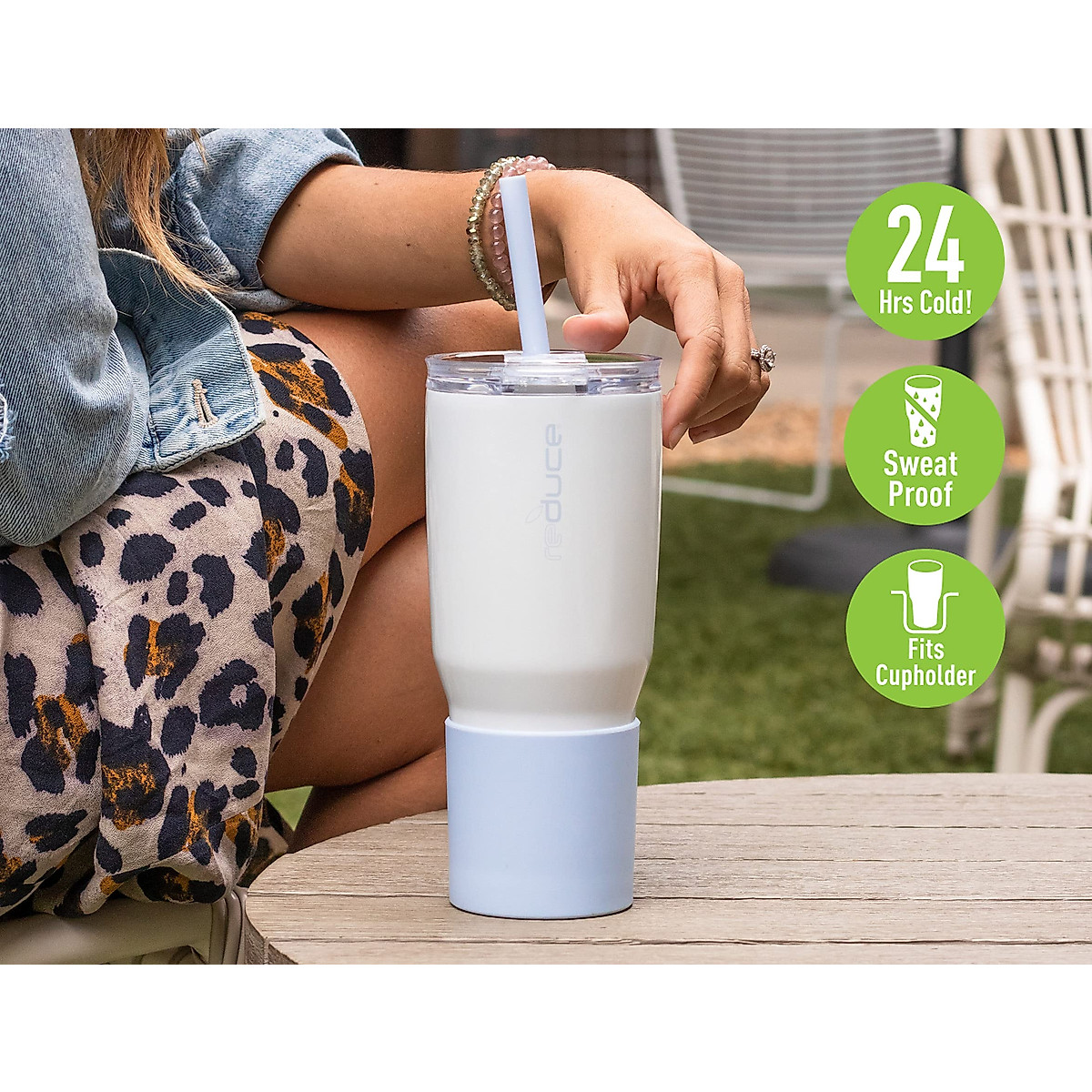 REDUCE 24 oz Tumbler, Stainless Steel - Keeps Drinks Cold up to 24 Hours - Sweat Proof, Dishwasher Safe, BPA Free - Cayenne, Opaque Gloss