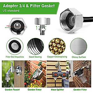 GEJRIO Mister System for Outside Patio，Outdoor Mister with 72FT Misting Hose，Patio Misters for Cooling with 26 Brass Mist Nozzles & an Adapter (3/4")，Misting Cooling System for Garden and Porch