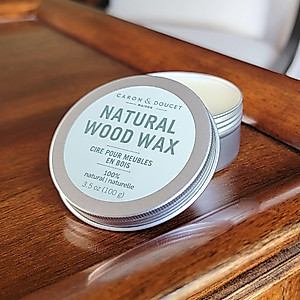 Caron & Doucet - Natural Wood Conditioning Vegan Wax Finish - 100% Plant Based Wood Conditioning and Polishing Wax Finish - Orange Scented - Suitable for Natural Wood Furniture. (3.5oz)