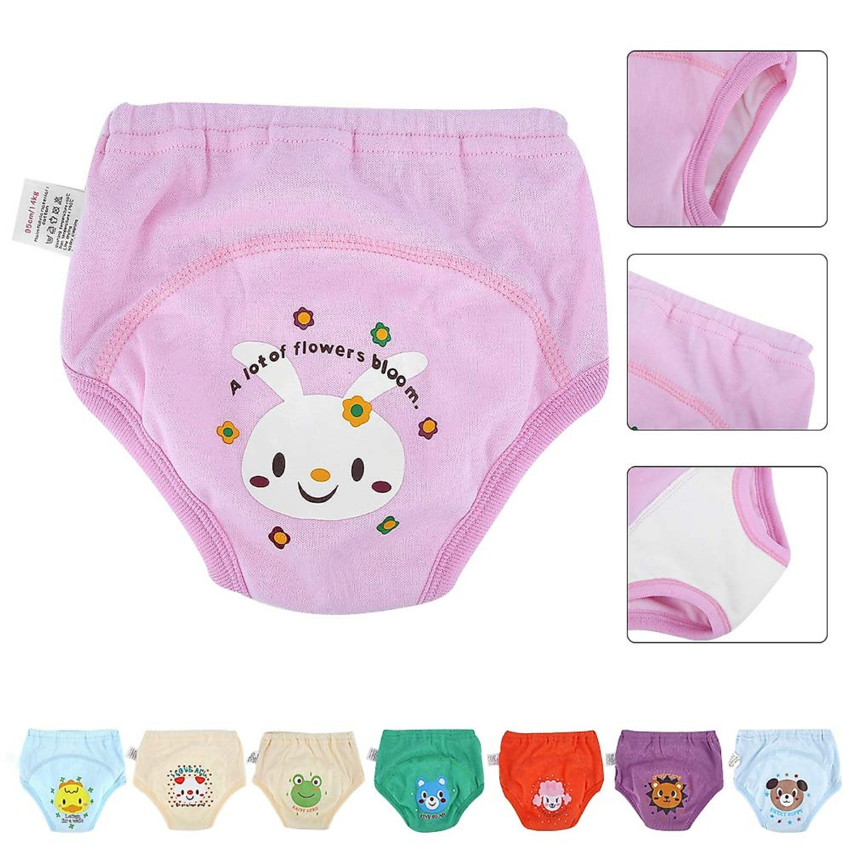 8PC/S Baby Training Pants Potty Training Underwear Toddlers Boys Girls Cartoon Cute Waterproof Diapers 4 Layers (80)