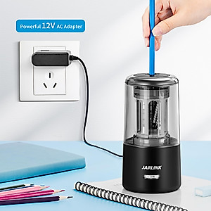 JARLINK Electric Pencil Sharpener, Heavy Duty Pencil Sharpener for 6-12mm Colored Pencils, Auto Stop, Fast Sharpen in 3s, 8000 Sharpening Times, Ideal for School, Classroom, Teacher Supplies, Black