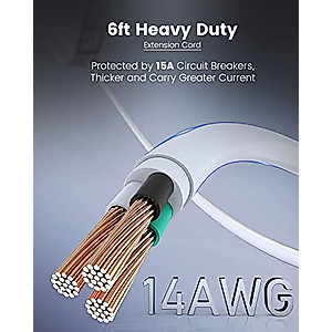 Power Strip Surge Protector Tower - JACKYLED 10 Outlet 4 USB Vertical Charging Station, 1875W 15A, 1080J with 6ft Heavy Duty Extension Cord for Multiple Devices, Home Office Dorm RV