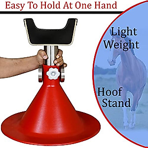 AAProTools Standard Horse Size Hoof Farrier Stand with Two Magnets RED + 1 Free Hoof Knife & Farrier Hammer