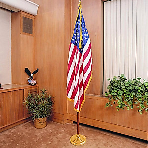 This Base Stand for Indoor Flagpole, Gold Interior Flag Holder Stands for Pole Compatible with 1.3 Inch,1.1 and 0.9 Inch Diameter Flag Pole Prefect for Classroom, Churches, Meeting, Outdoor, Party