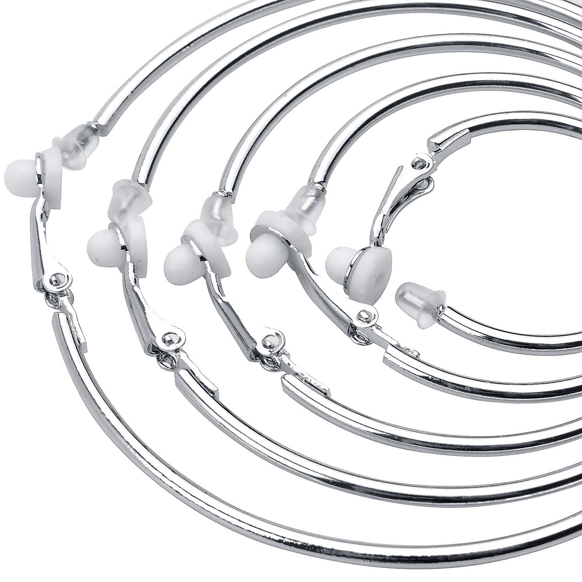 5 Pairs Silver Clip on Earrings Hoop Non Piercing Women Clip Earrings for Women, 5 Sizes