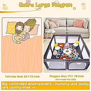 Ronipic Large Playpen for Babies and Toddlers Baby Gate Playpen Outdoor Play Pen Baby Fence Play Area (79"x71"x27")