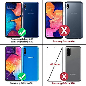 TJS Phone Case Compatible with Samsung Galaxy A50/Galaxy A30/Galaxy A20, [Tempered Glass Screen Protector] Belt Clip Holster Magnetic Support Hybrid Kickstand Heavy Duty Cover (Black)