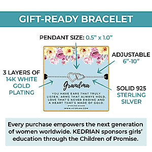 KEDRIAN Grandma Bracelet, 925 Sterling Silver, Best Grandma Gifts, Special Gifts For Grandma, New Grandma Gifts, Gift For Grandma, Grandma Birthday Gift, Best Great Grandma Gifts From Grandson