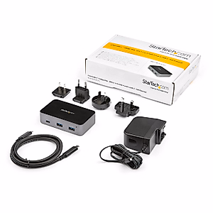 StarTech.com 4-Port USB C Hub - USB 3.2 Gen 2 (10Gbps) - 3x USB-A & 1x USB-C - Powered - Universal Power Adapter Included , TAA (HB31C3A1CS)