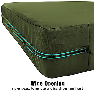 GUEGLSA Outdoor Cushion Covers 24x22x4 inch, Patio Seat Cushion Slipcovers Replacement, Waterproof Chair Cushion Slip Cover, Set of 2, Green