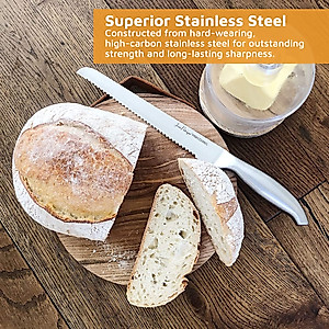 Jean-Patrique Chopaholic Stainless Steel Bread Knife - Single Forged Ergonomic Design Kitchen Cookware Bakeware | 9 Inch