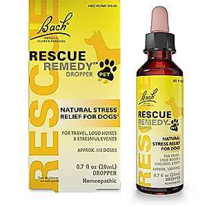 Bach RESCUE REMEDY PET for Dogs 20mL, Natural Calming Drops, Stress Relief for Dogs & Puppies, Caused by Separation, Thunder, Fireworks, Homeopathic Flower Remedy