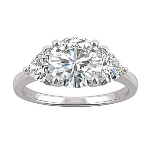 14K White Gold Moissanite by Charles & Colvard 8mm Round Engagement Ring-size 7 2.70cttw DEW