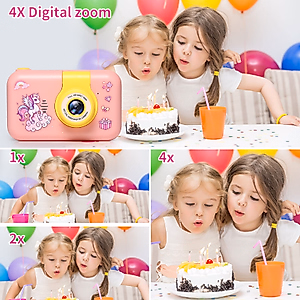Kids Camera,2.4in IPS Screen Digital Camera,180°Flip Lens Camera,Children Selfie Camera with Playback Game,Christmas/Birthday Gift for 4 5 6 7 8 9 10 11 Year Old Girl Boy (Pink)
