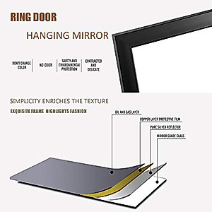 NeuType Full Length Mirror Full Length Body Mirror Standing Mirror 43"x16" Floor & Full Length Mirrors Black Mirror Hanging Mirror Long Mirror (No Stand)