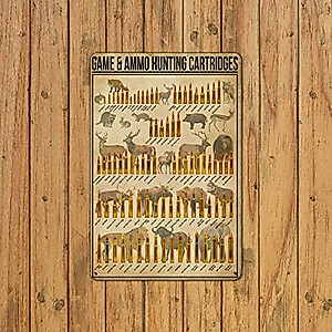 Metal Tin Signs Game Ammo Hunting Cartridges Metal Signs Printed Knowledge Poster Bar Cafe Decor Home Decor Vintage Wall Decor Club Plaques8x12 Inch