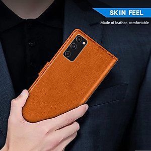 ZZXX for Samsung Galaxy S20 FE Wallet Case with [RFID Blocking] Card Slot Kickstand Magnetic Closure Leather Flip Fold Protective Phone Case for Samsung Galaxy S20 FE 5G Case Wallet(Brown-6.5 inch)