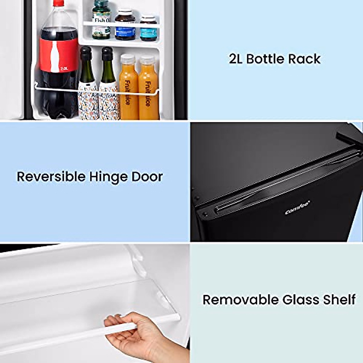 COMFEE' 1.7 Cubic Feet All Refrigerator Flawless Appearance/Energy Saving/Adjustale Legs/Adjustable Thermostats for home/dorm/garage [black]