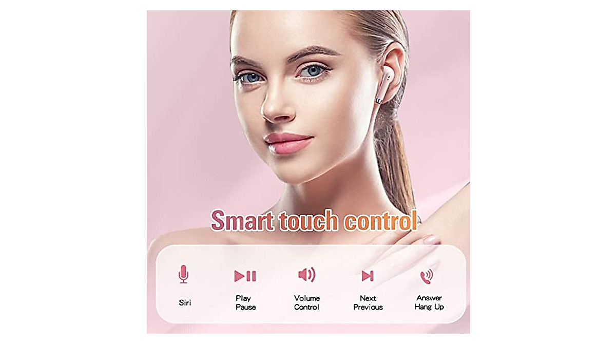 Pink True Wireless Earbuds Bluetooth 5.3 with Noise Cancelling | Sport ...