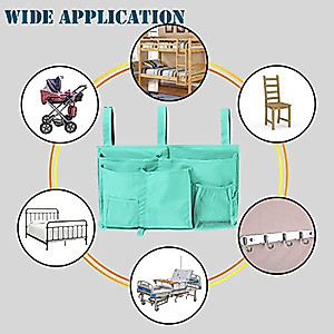 FUNYU Bedside Storage Caddy, Hanging Storage Organizer Bag with 8 Pockets for Bunk Dorm Rooms, Hospital Bed Rails, Baby Bed, Camp (Green)