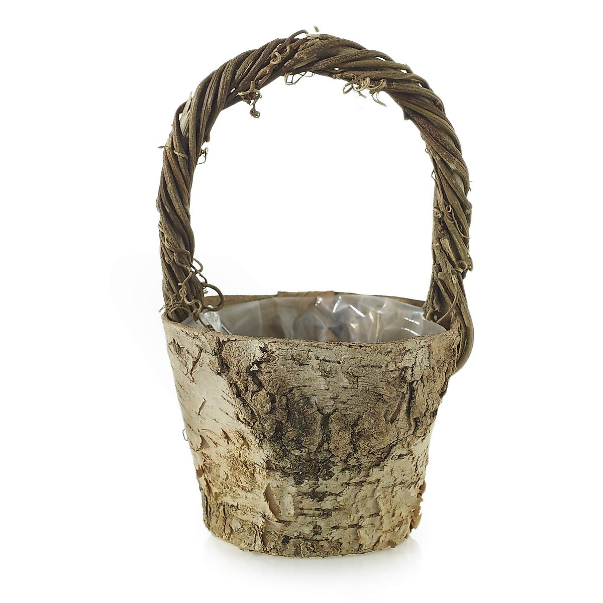 Accent Decor (ACD-) Natural Birch Flower Basket with Plastic Liner