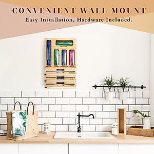 Worthy Willow Bamboo 9 in 1 Ziplock Bag, Aluminum Foil, and Plastic Wrap Organizer [IMPROVED DESIGN!]