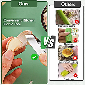 Palksky 3PCS Garlic Peeler, Stainless Steel Garlic Peeler Skin Remover, Easily and Quickly Garlic Peeled