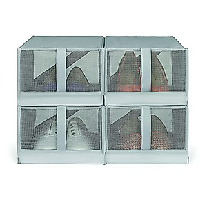 Whitmor Gray Mesh Shoe Boxes-Set of 4