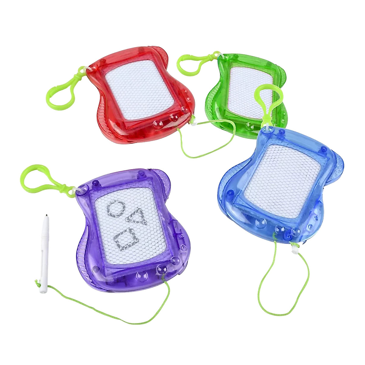 12 Mini Drawing Board for Kids (12 Pack) Bulk Backpack Keychain Clip Drawing Boards, Erasable Doodle Sketch and Writing Pad for Boys & Girls by 4E's Novelty