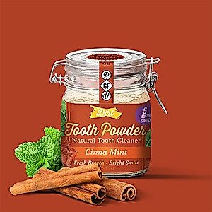 The Dirt Tooth Powder - Fluoride Free - Remineralizing with Essential Oils & Bentonite Clay - Natural Toothpaste Alternative - Available in 6 Flavors (Cinna Mint, 51g: 6 Month Supply)