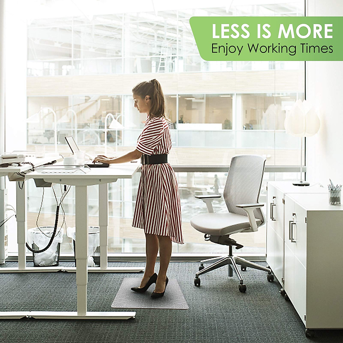 HiTik Kitchen Mats Rug Anti Fatigue(43.5X76cmX10mm),Ergonomic Cushioned Floor Rug Standing Mat Area Thick PVC Waterproof, Non-Slip, Oil Resistant Floor Mats for Kitchen, Office