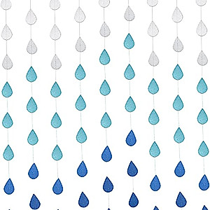 AUEAR, Raindrop Garland Paper Garland for Birthday Wedding Backdrop Party Hanging Decoration (9 Pack)